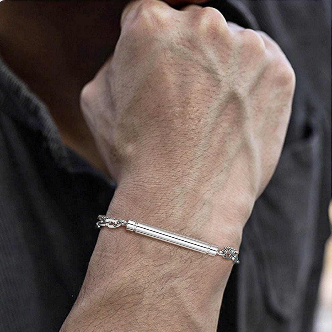 Mens Cremation Bracelet, Silver Cremation Bracelet, Memorial Urn ...