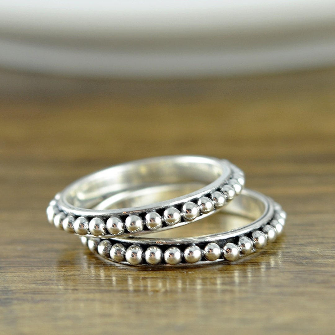Beaded Sterling Silver Ring, Beaded Ring, Minimal Beaded Silver Ring ...
