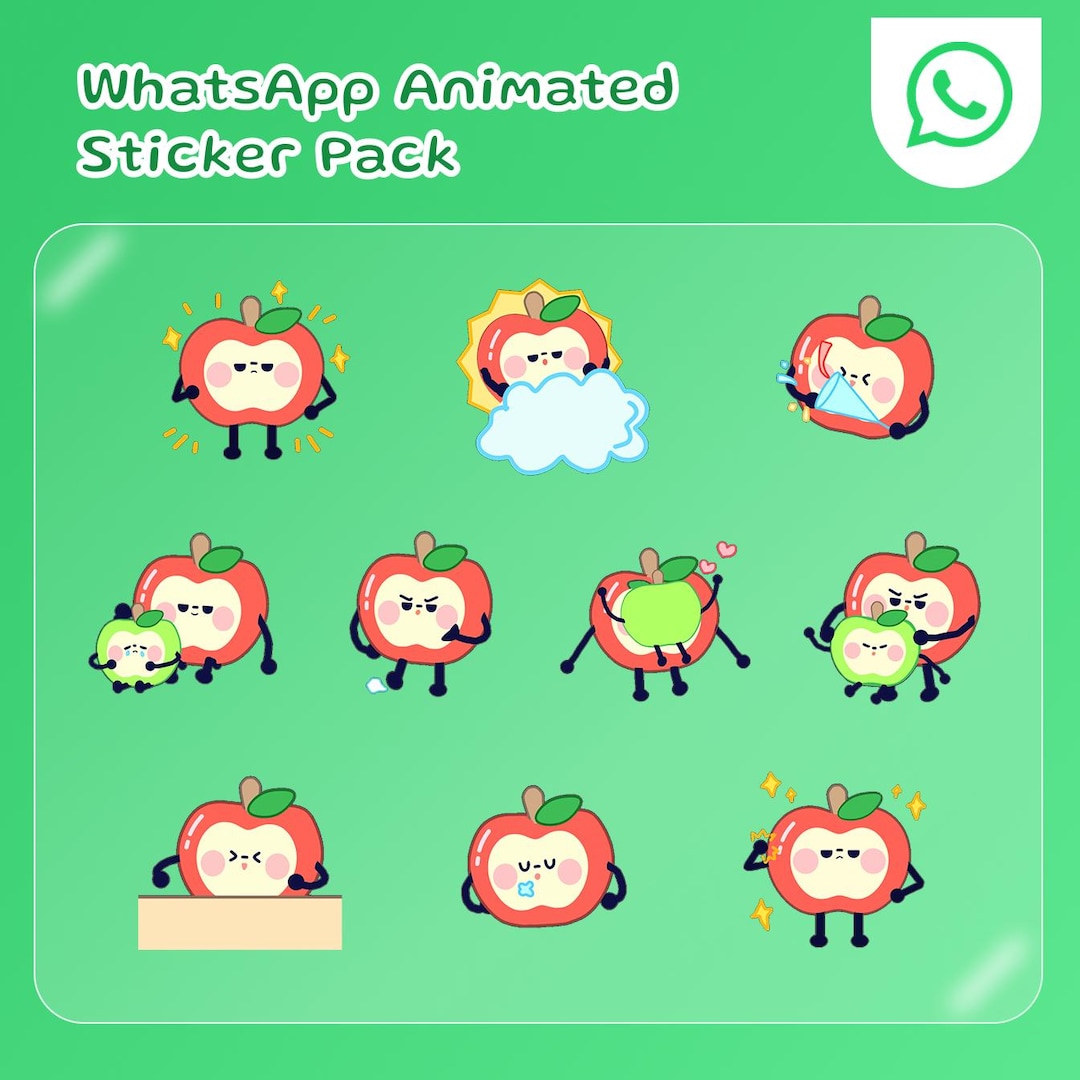 Whatsapp Animated Sticker Pack - Sunny Apple | 10 Stickers | Caleb ...