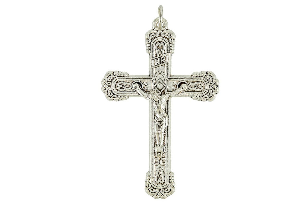 1, 10, 50 Pieces 2 Scrolled Silver Catholic Christian Crucifix Cross ...
