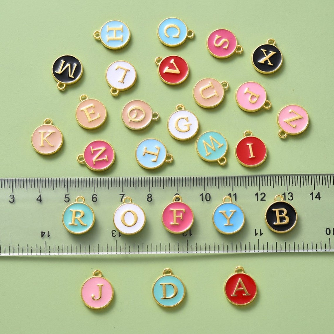 Assorted Colors 26 Round Alphabet Letter Initial Enamel Disc - Etsy