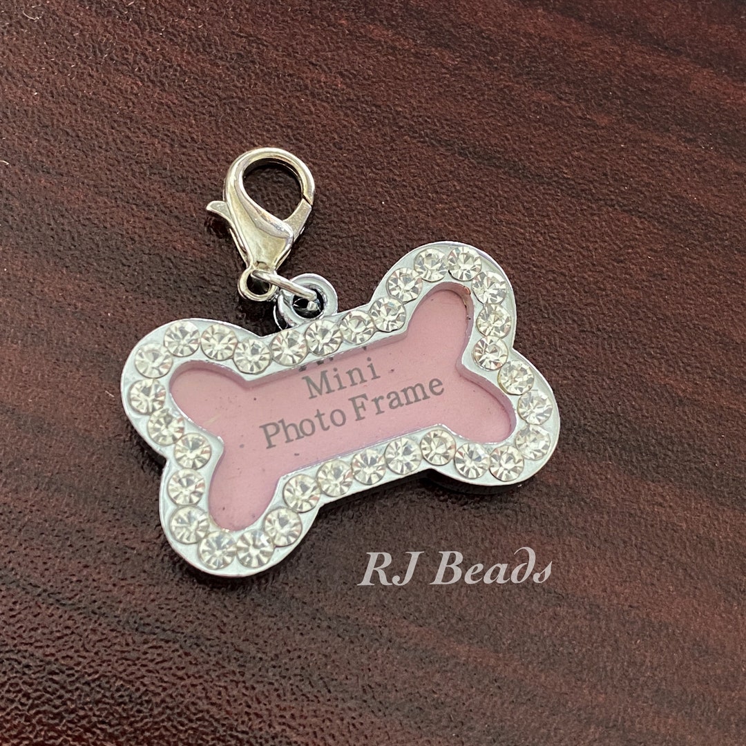 RJ Beads - Dog Puppy Bone Shaped Silver Rhinestone Crystal Double Sided ...