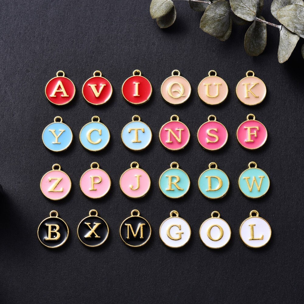 Assorted Colors 26 Round Alphabet Letter Initial Enamel Disc - Etsy