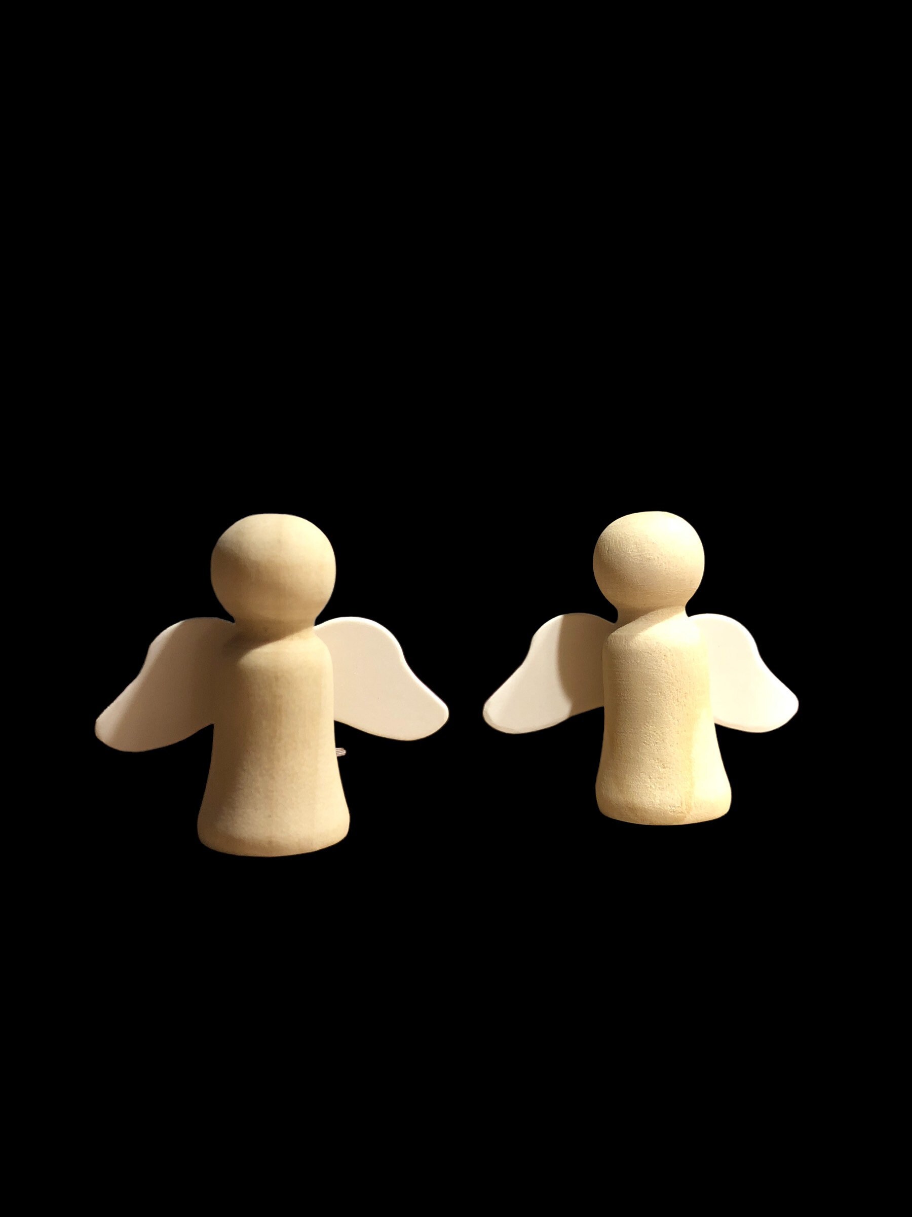 Set of 4 Mini Wood Angels. Miniature Scenes, Ornaments, Dough Bowl ...