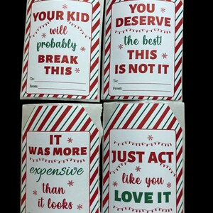 Set of 10 Sticker Funny Snarky Christmas Gift Tags. Gift Exchange or ...