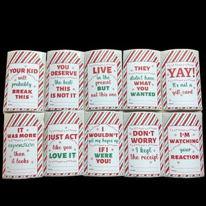 Set of 10 Sticker Funny Snarky Christmas Gift Tags. Gift Exchange or ...