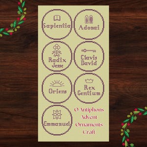 O Antiphon Advent Ornaments: Cross Stitch PDF Chart (emnellie) - Etsy