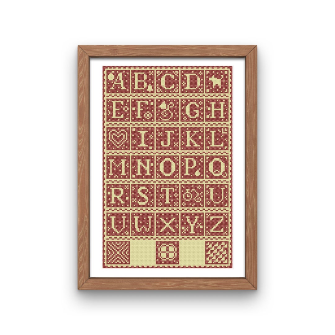 Red Alphabet Sampler, Cross Stitch, Cross Stitch Sampler, Emnellie ...