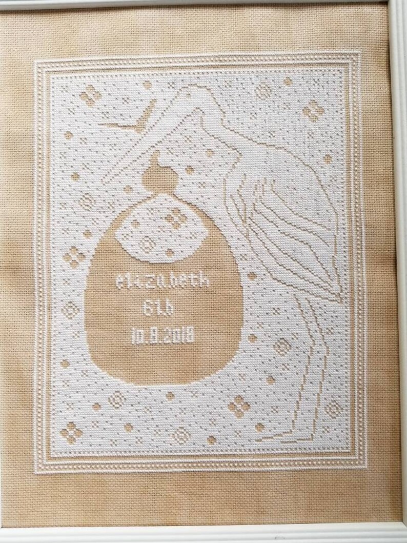 Stork Birth Sampler Cross Stitch Pattern: Customizable Name (digital ...
