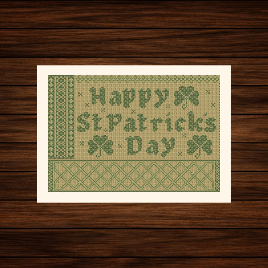 Happy St. Patrick's Day Cross Stitch, Cross Stitch Chart, Digital ...