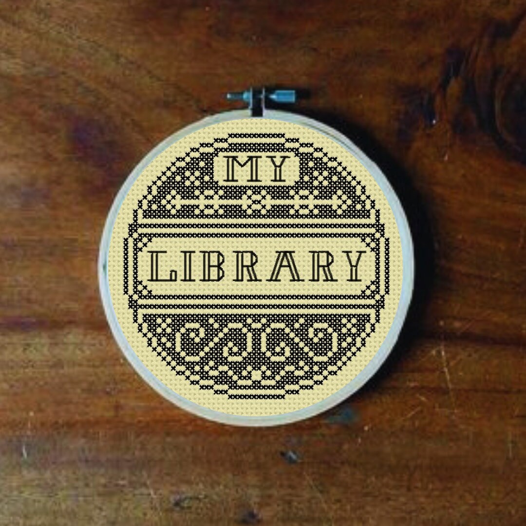 My Library Cross Stitch Pattern, Book Cross Stitch Pattern, Book Craft ...