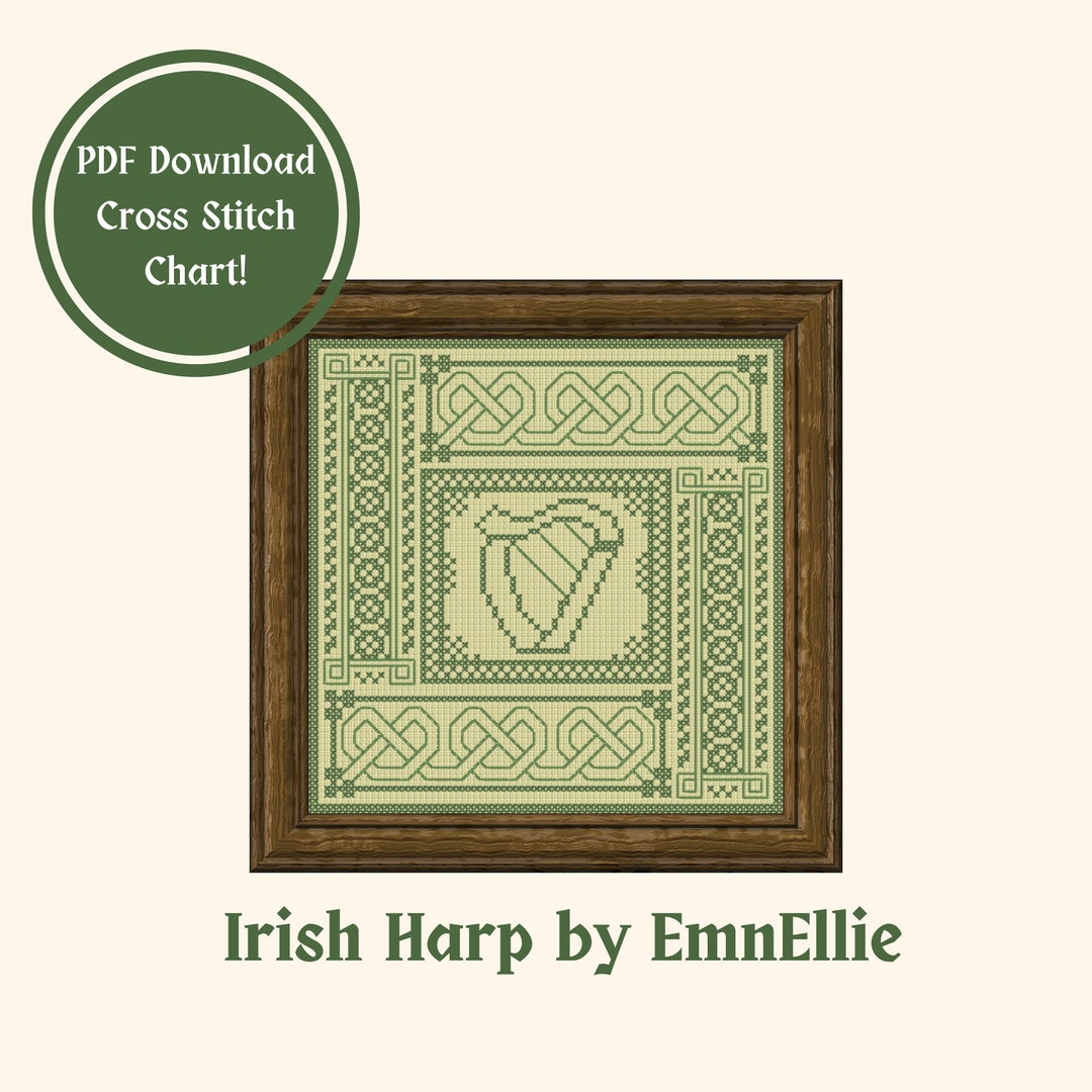Irish Harp, Celtic Cross Stitch, PDF Chart, Digital Download, Irish ...
