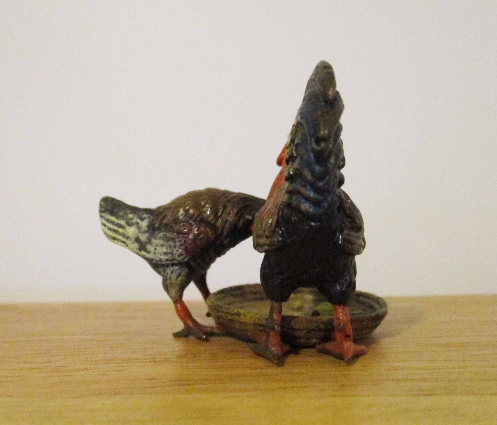 Vienna Austria Bronze Rooster and Hen Eating From a Dish Miniature ...