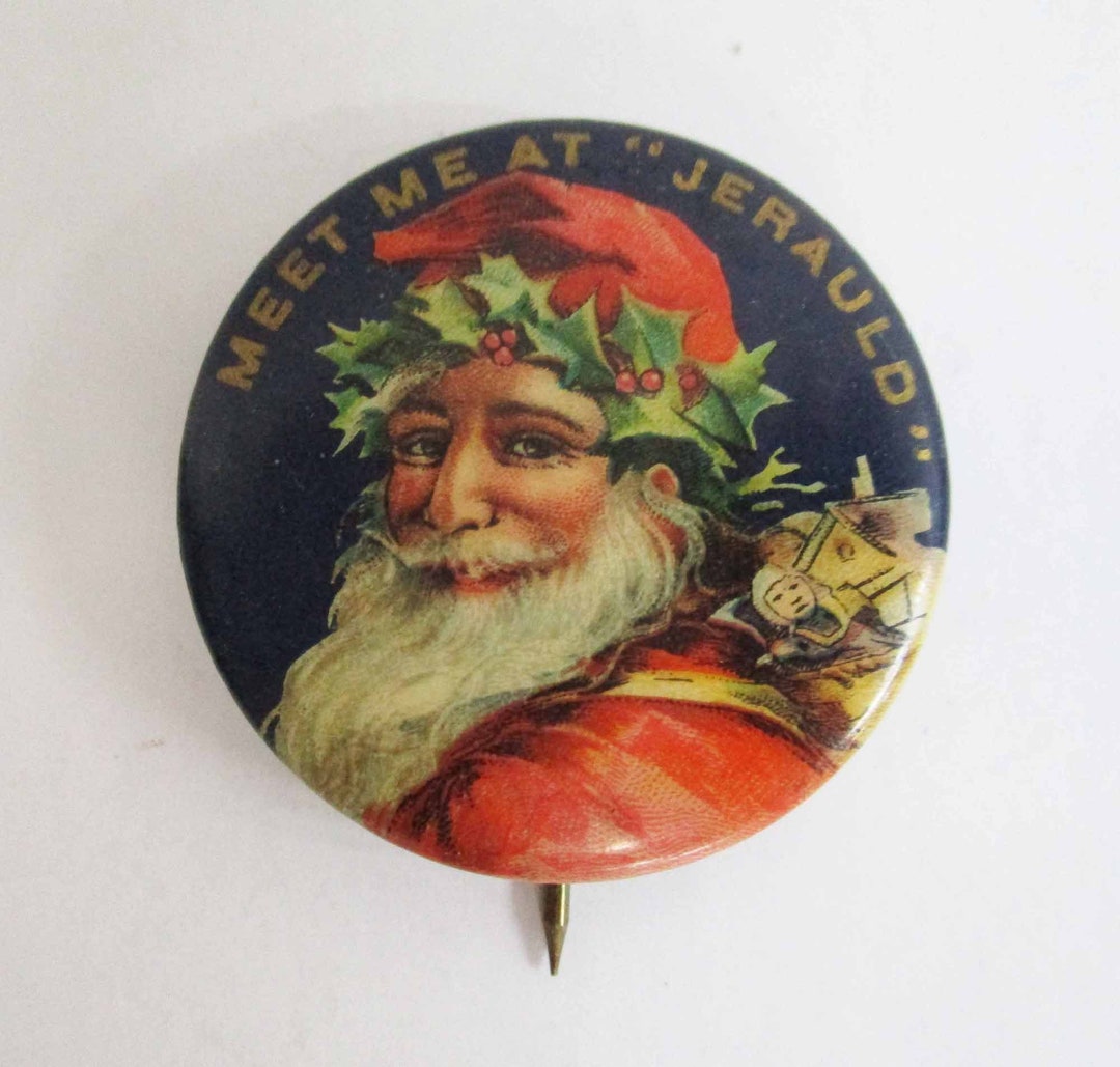 Vintage Advertising Premium Santa Claus Celluloid Pinback Button ...