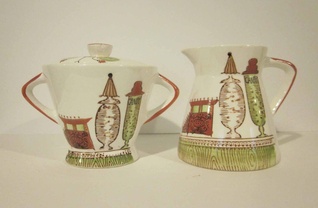 Enesco Ceramic Candy Store Counter Covered Sugar and Creamer With ...