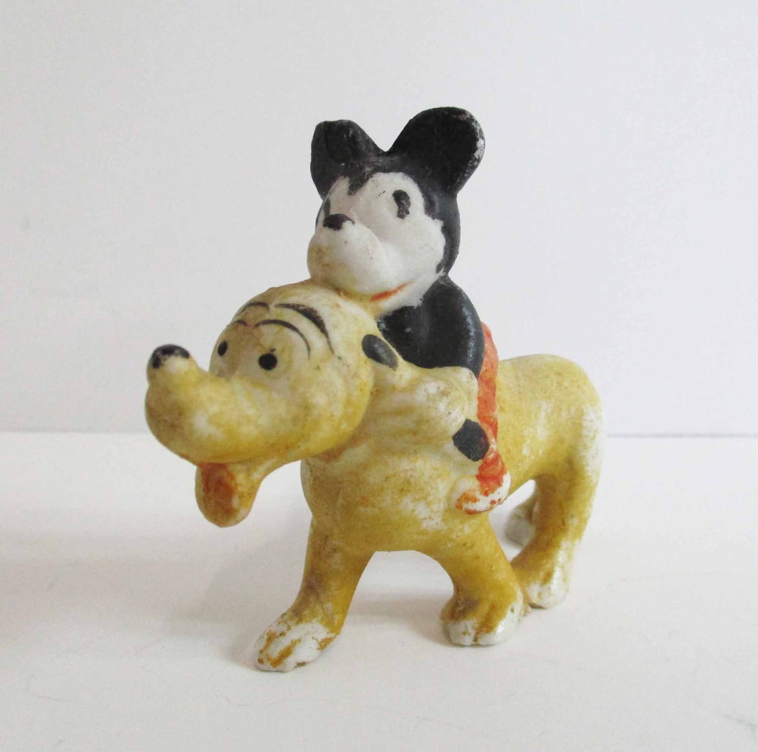 Walt Disney Bisque Mickey Mouse Sits on Pluto Toy Figurine 1930s - Etsy