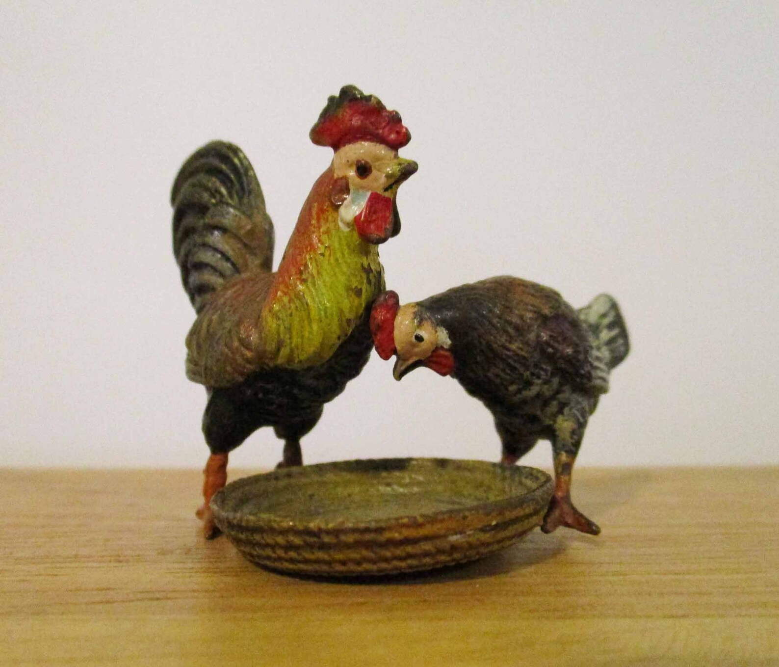 Vienna Austria Bronze Rooster and Hen Eating From a Dish - Etsy