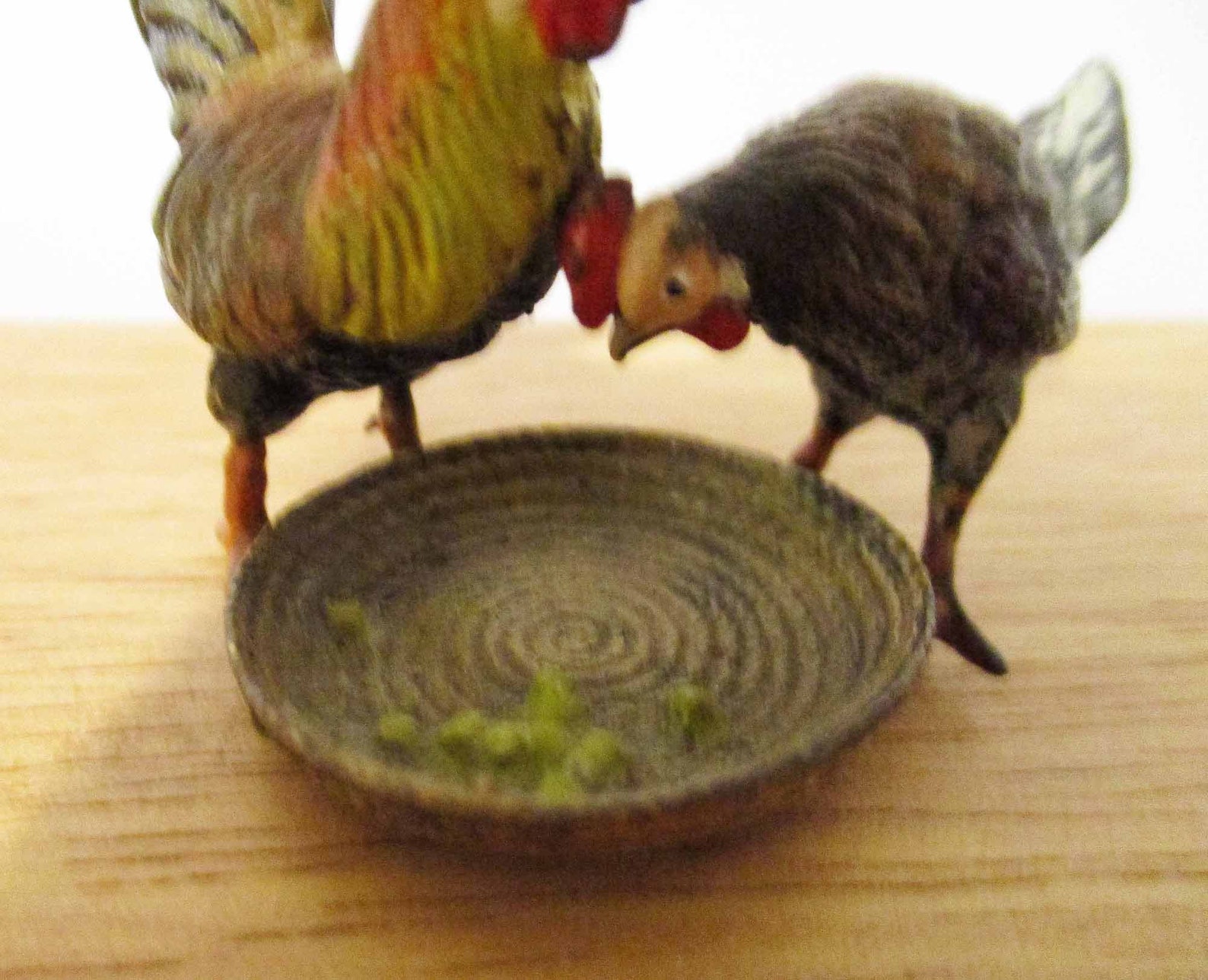 Vienna Austria Bronze Rooster and Hen Eating From a Dish Miniature ...