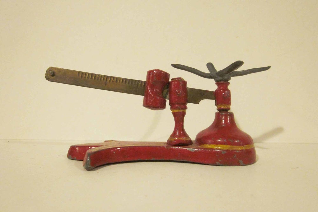 Vintage Heavy Cast Metal Grocery Scale Miniature Red With Gold Trim - Etsy