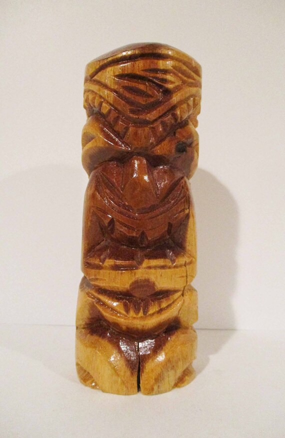 Wooden Hand Carved Hawaiian Tiki God Statue Signed Nonu | Etsy