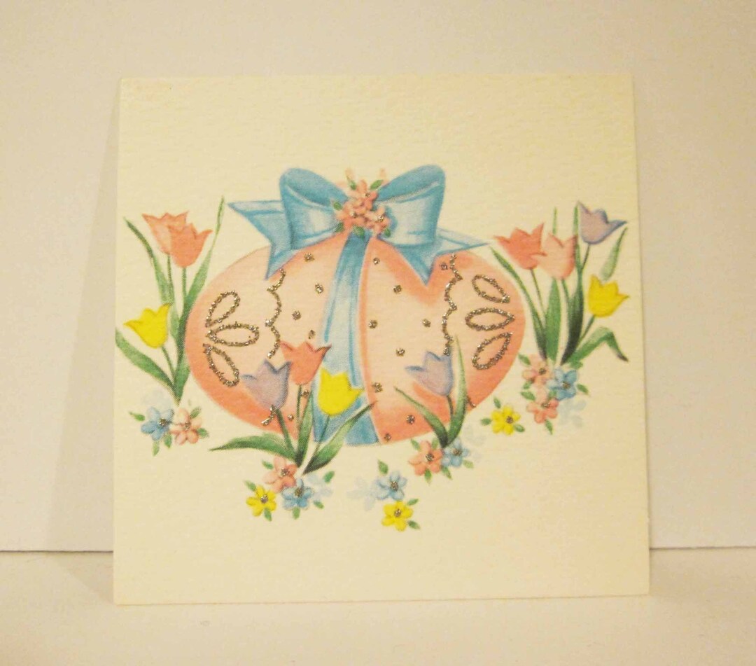 Vintage Gibson Easter Bridge Tally: Pink Egg & Tulips, 1950s - Etsy