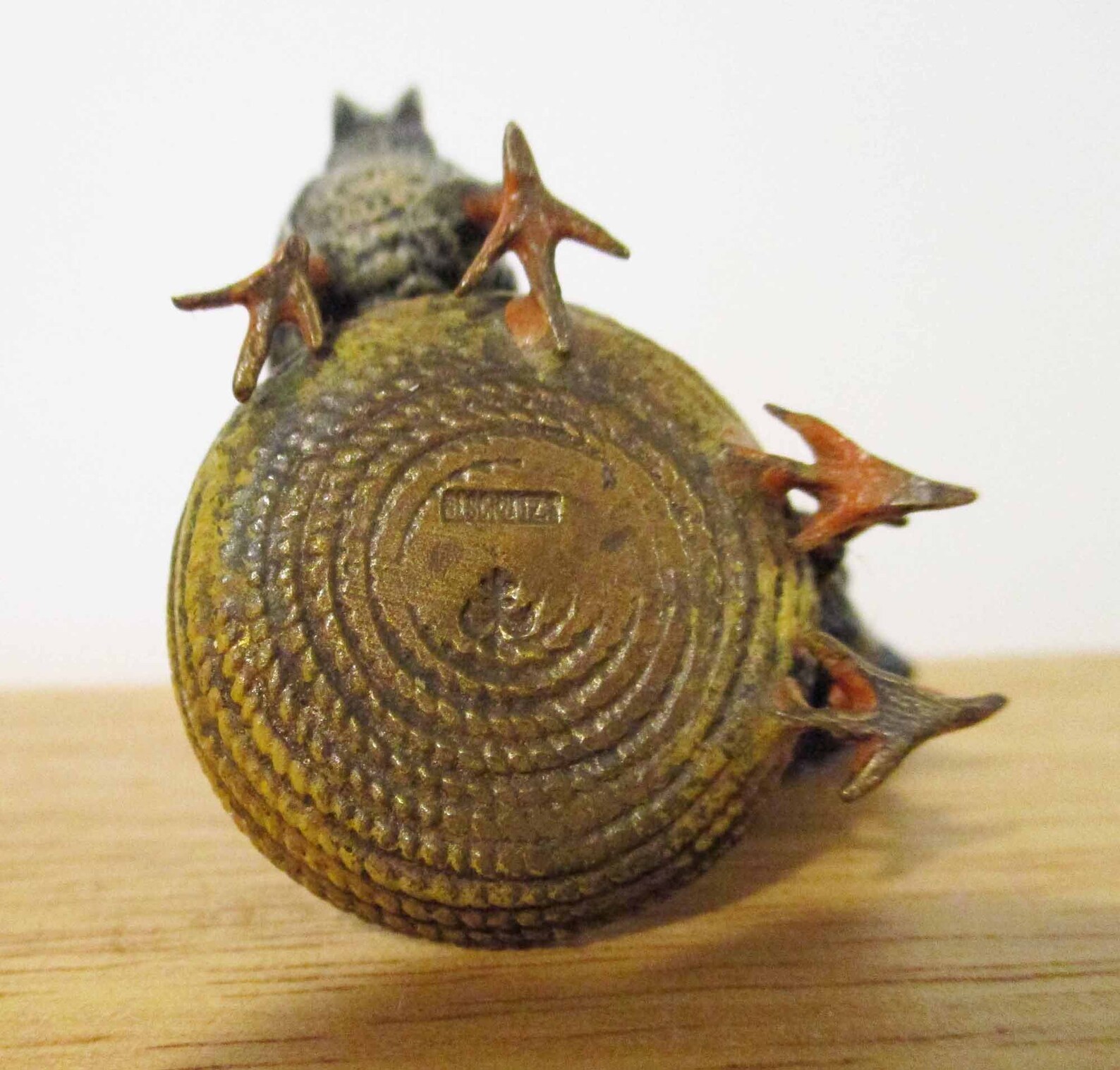 Vienna Austria Bronze Rooster and Hen Eating From a Dish Miniature ...