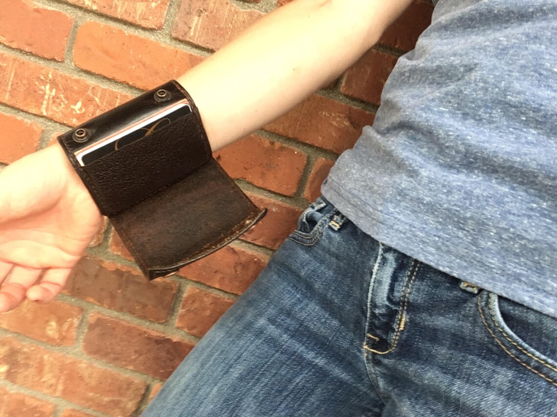 Wrist Wallet Leather Wrist Wallet, Cuff Wallet Leather Handstitched ...