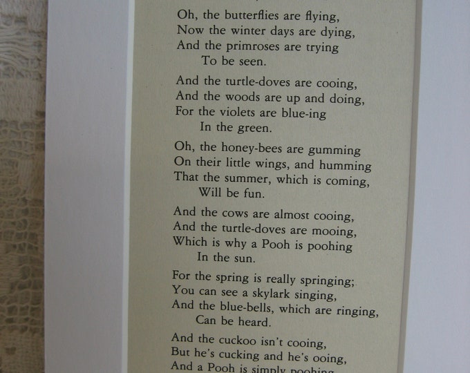 Winnie the Pooh, Poem by Pooh,vintage Book Page,5 X 7, WHITE Mat ...