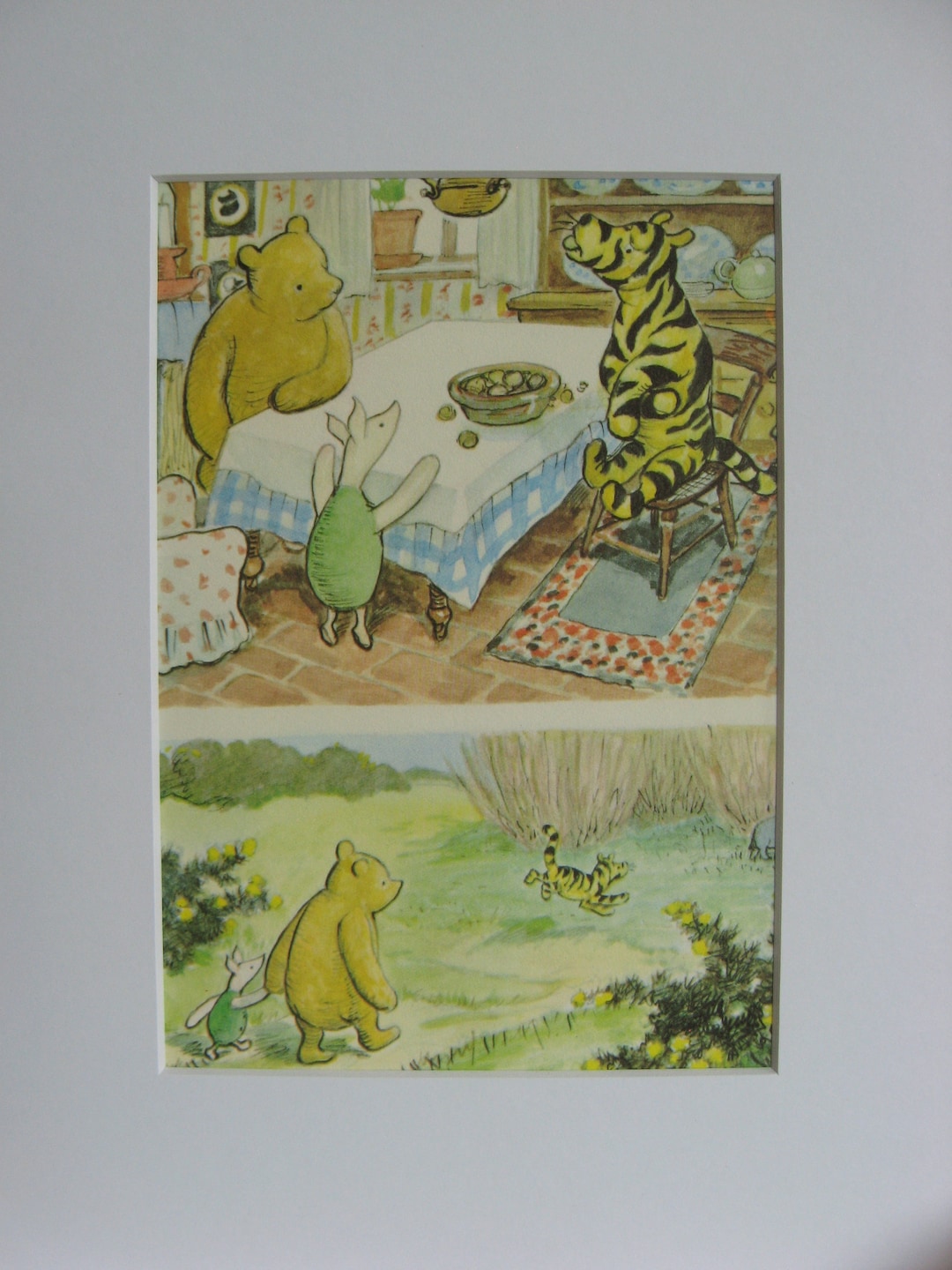 Winnie the Pooh,tigger and Piglet,vintage Book Page,8 X 10, White Mat ...