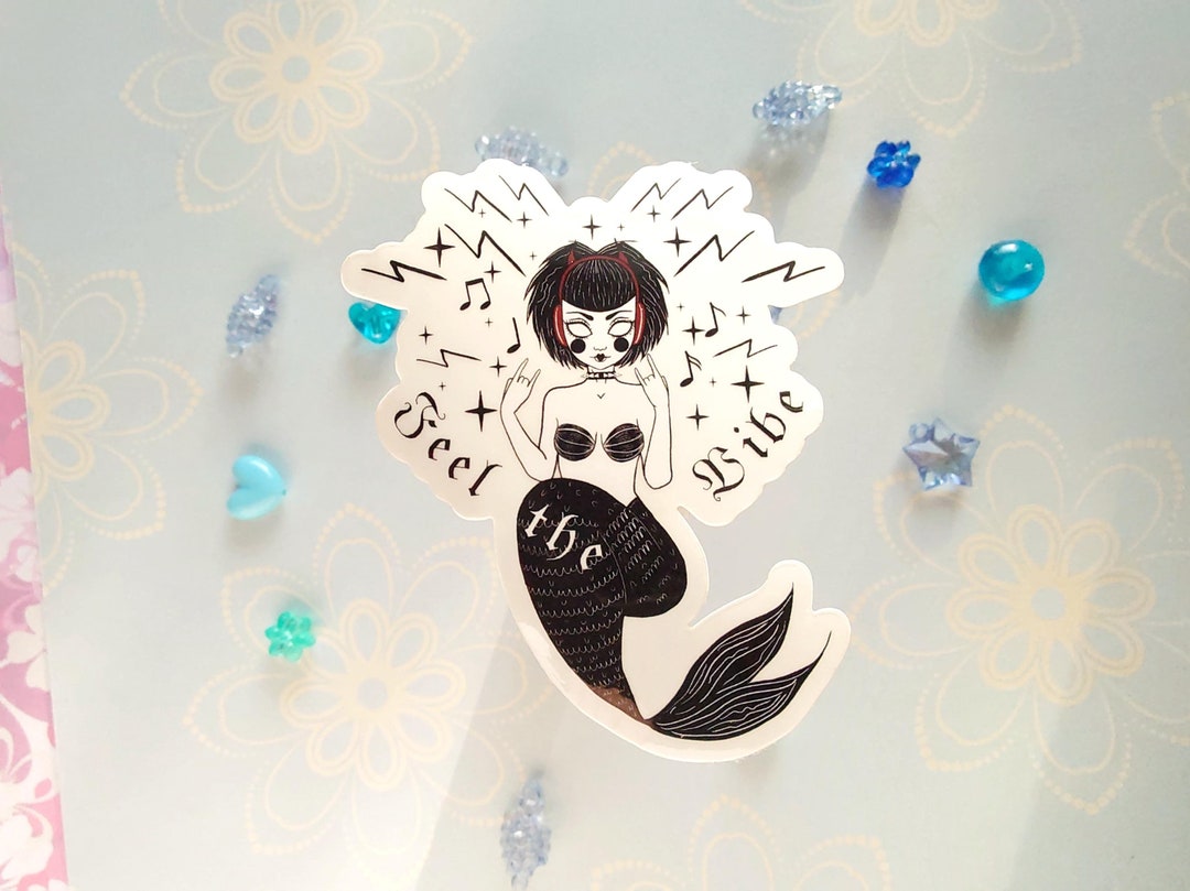 Goth Mermaid Transparent Vinyl Sticker, Transparent Decal for Laptop ...