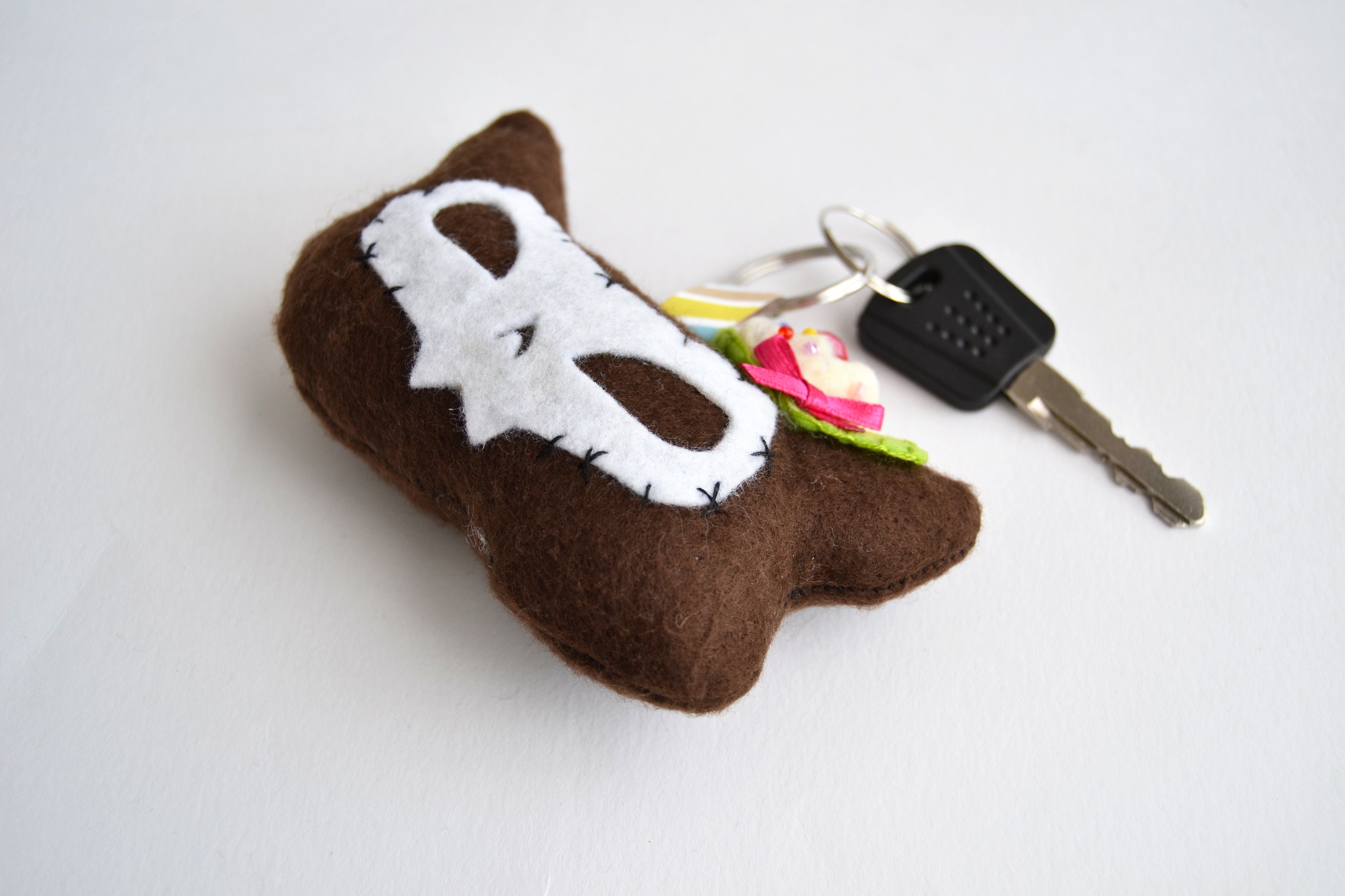 Cat Plush Keychain, Skull Cat Plushie Spooky Keyring, Creepy Cute ...