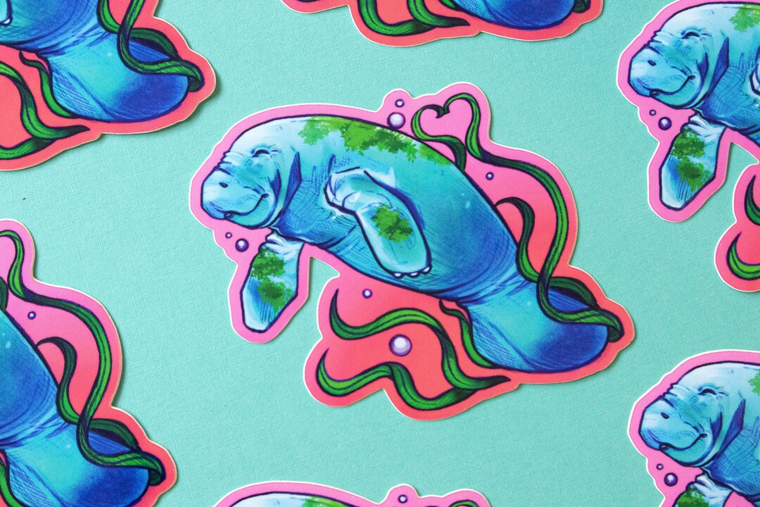 Manatee Vinyl Sticker - Etsy