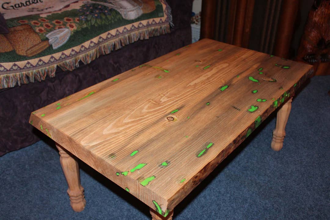 Green Glowing Epoxy Resin Coffee Table - Glow in the Dark Perfect for ...