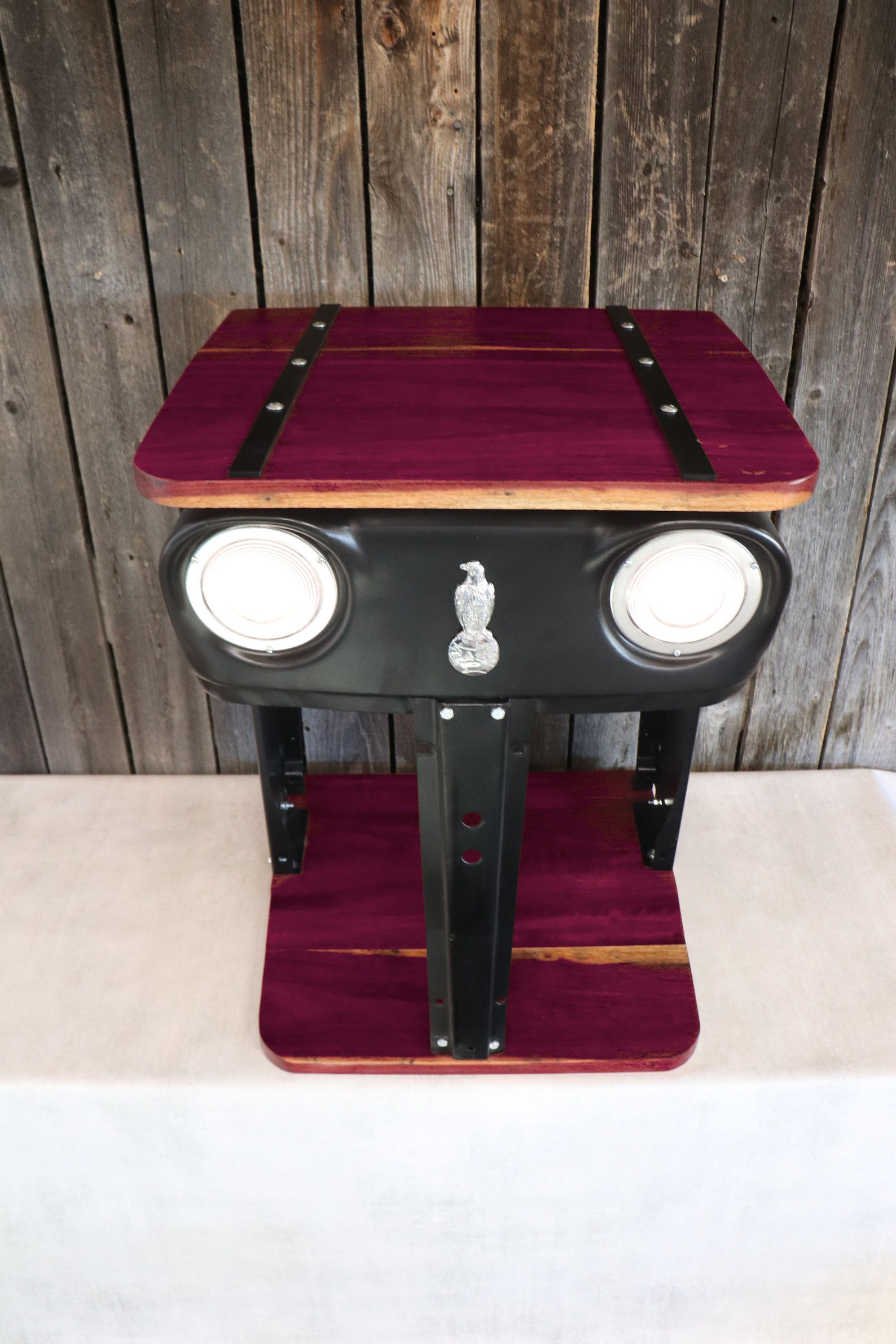 Case Tractor Grille Table & Working Headlights and a Purpleheart Wood ...
