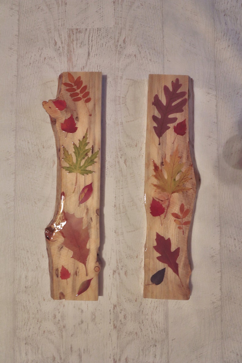 Fall Foliage Epoxy Resin Art! Real Leaves From Idaho on Live Edge Pine ...