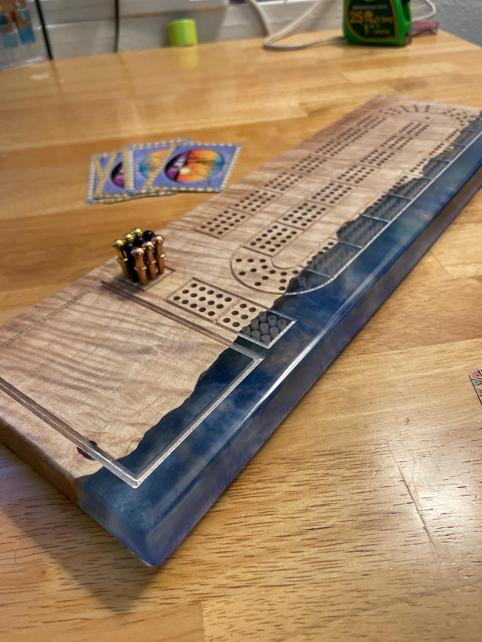 Figured Maple and Epoxy Resin Cribbage Board - Etsy
