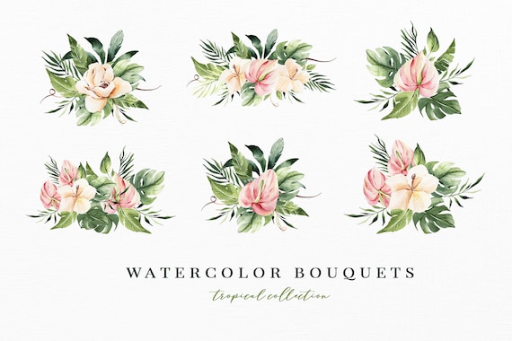 Succulent wreath watercolor clipart Floral boho wreath clipart Tropical ...