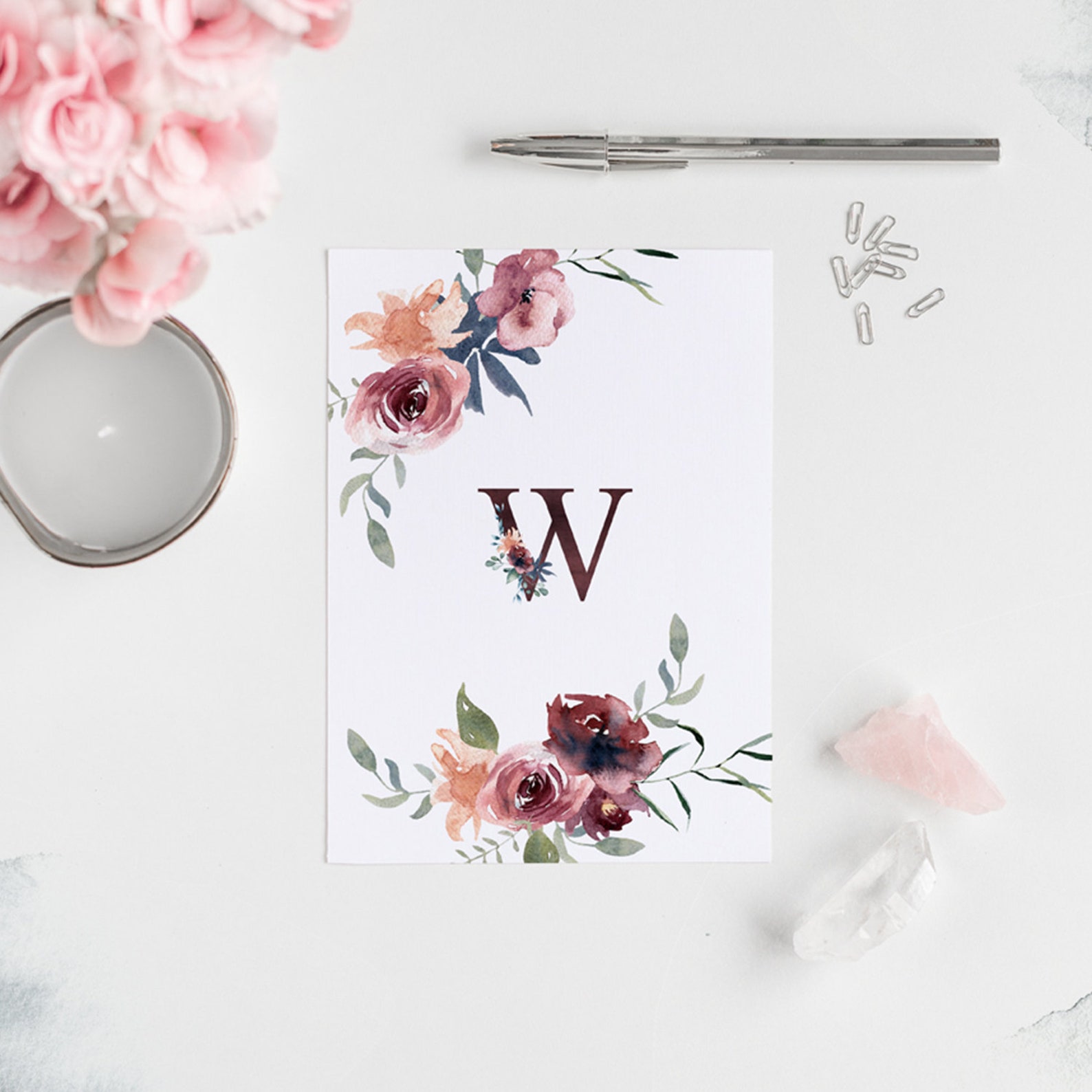 Watercolor Floral Alphabet Letters Design Watercolor Blue - Etsy