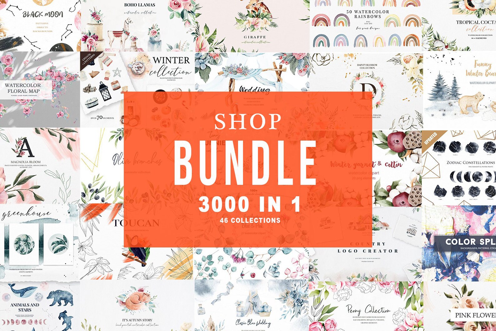 Digital Watercolor Clipart Bundle. Fall Clipart Graphic - Etsy