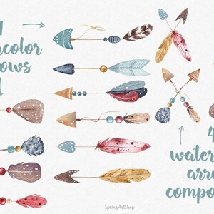 Watercolor Tribal Boho Clipart. Arrows Clipart, Tribal Arrow ...
