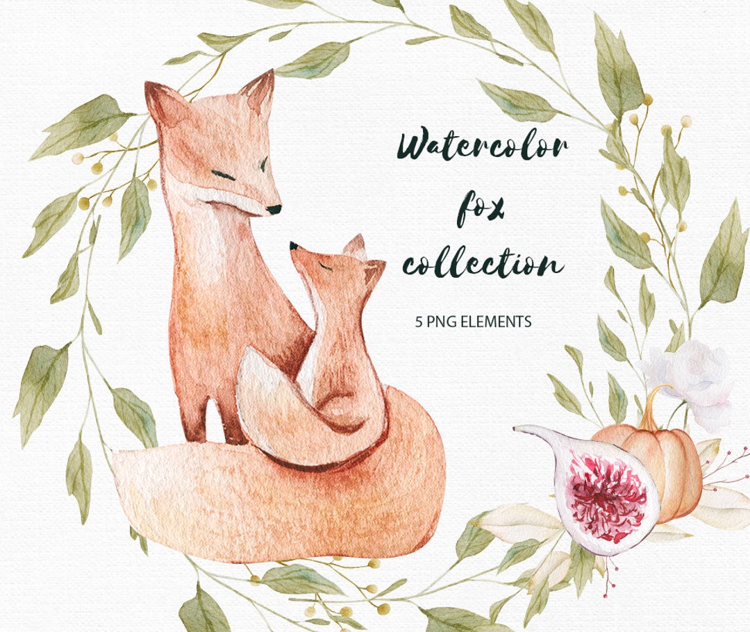 Watercolor Fox Clipart. Watercolor Baby Clipart, Autumn Fox, Fall ...