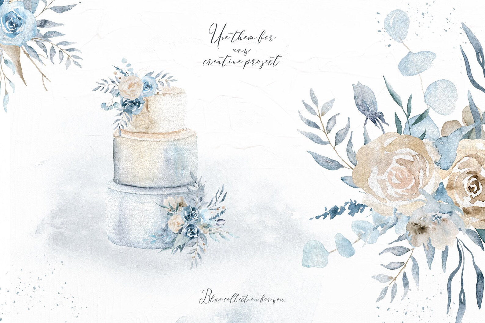 Classic Blue Wedding Clipart. Individual Summer PNG Files - Etsy