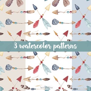 Watercolor Tribal Boho Clipart. Arrows Clipart, Tribal Arrow ...