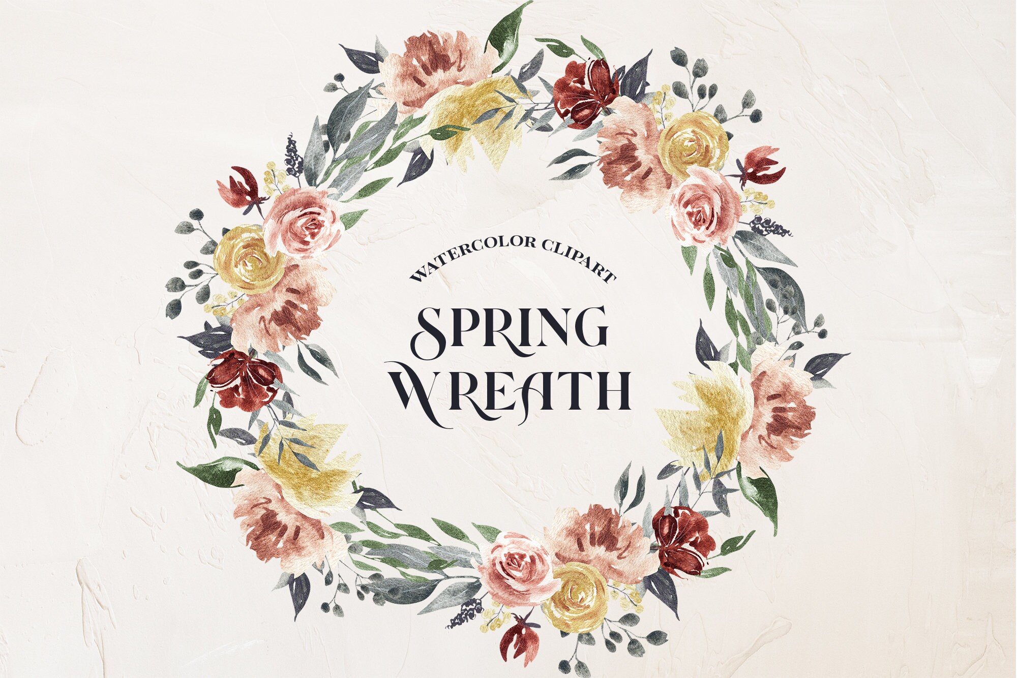 Watercolor Spring Wreath Clipart Floral Red Roses Wreath PNG | Etsy