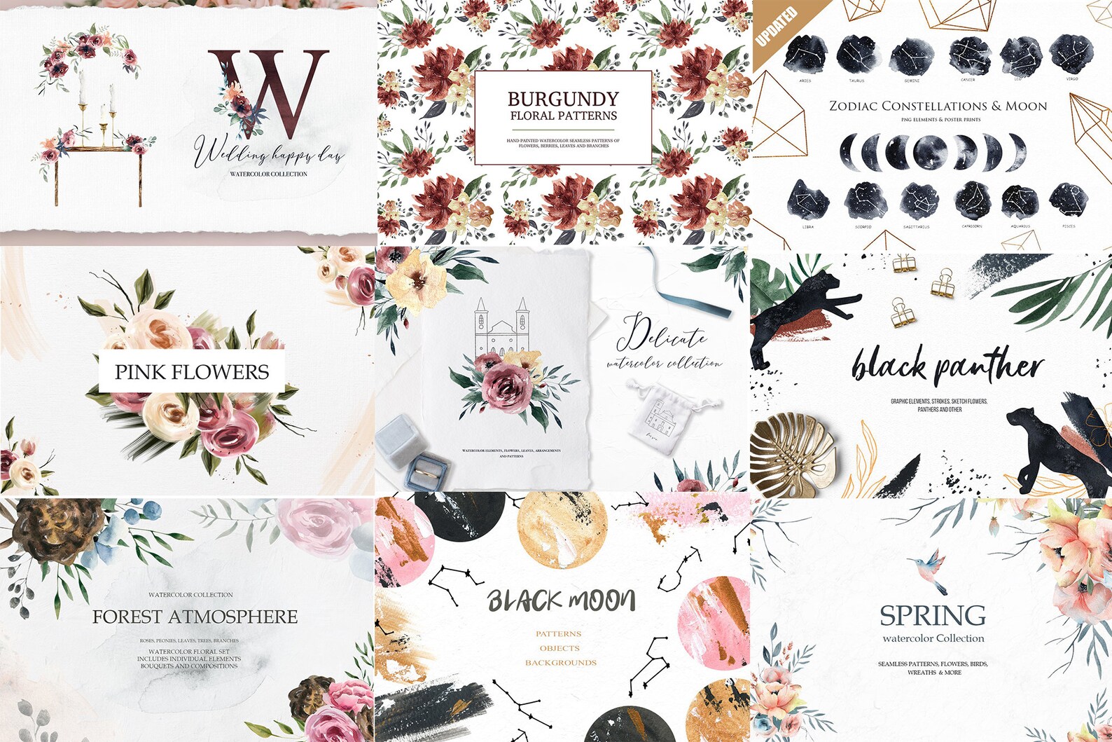 Digital Watercolor Clipart Bundle. Fall Clipart Graphic - Etsy