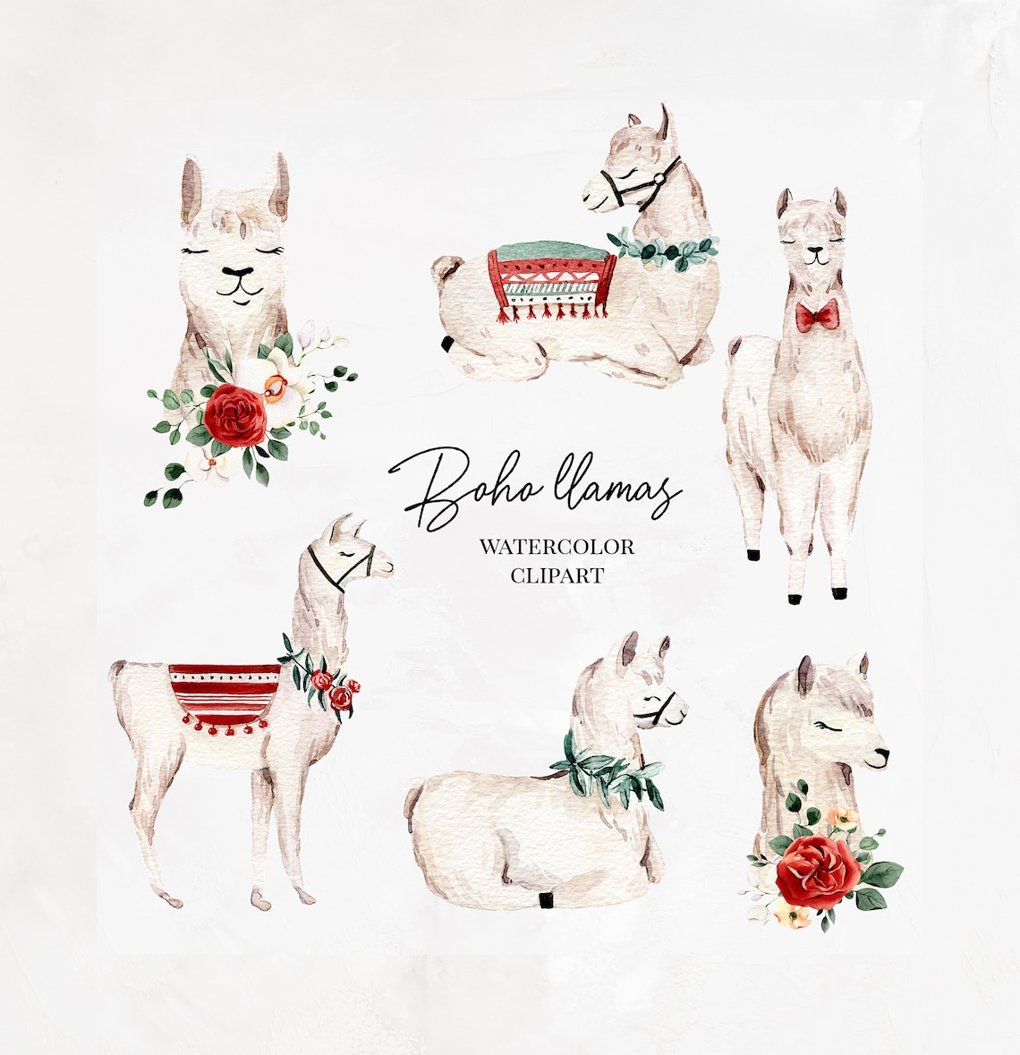 Watercolor Llama Clipart. Llama Birthday Boho Nursery | Etsy