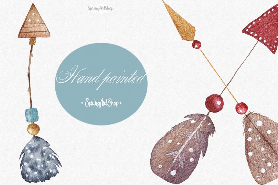 Watercolor Tribal Boho Clipart. Arrows Clipart Tribal Arrow | Etsy