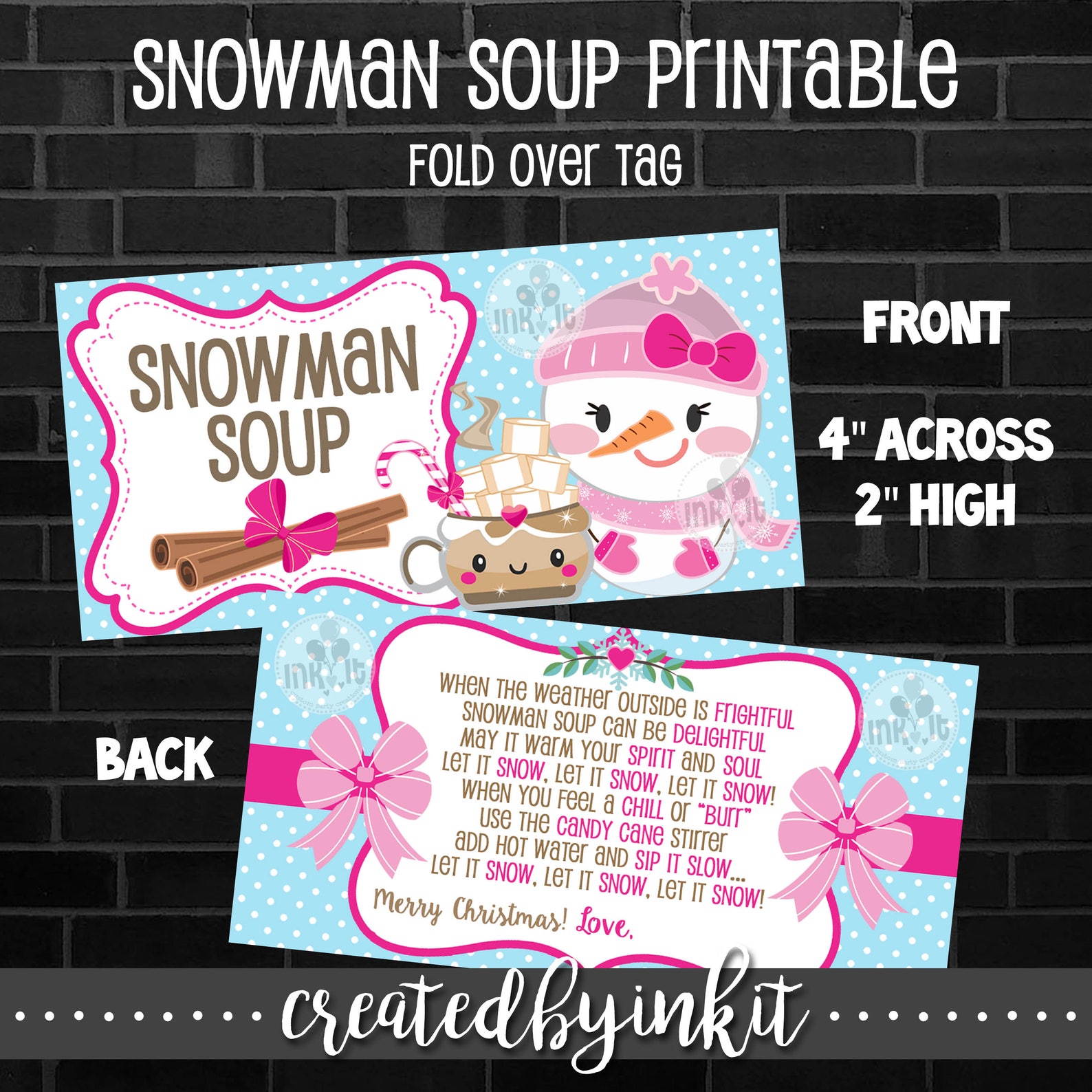 Printable Snowman Soup, Christmas Tag, Christmas Goodybag, INSTANT ...