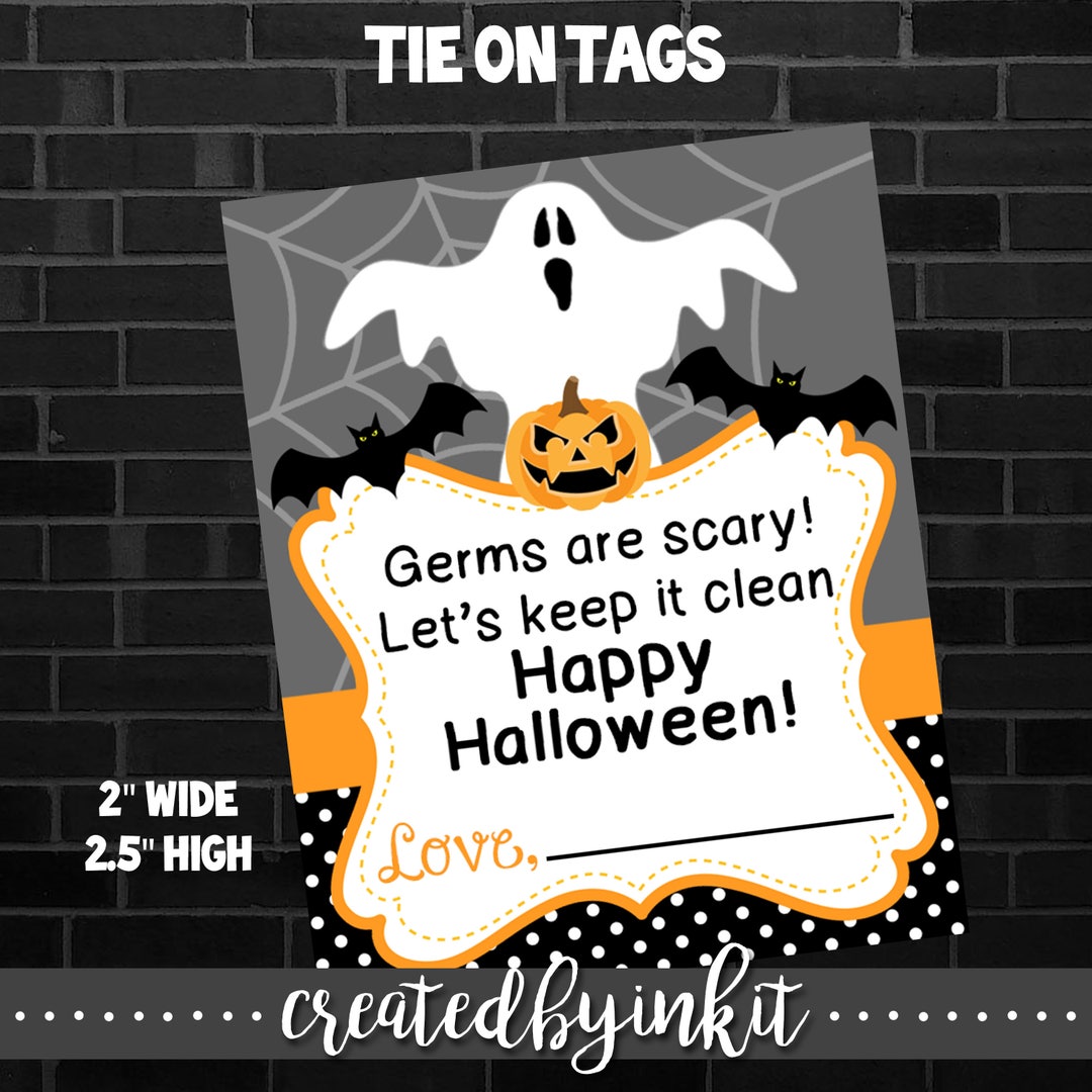 Printable HALLOWEEN Tag, Germs Are Scary, Hand Saniztizer, INSTANT ...