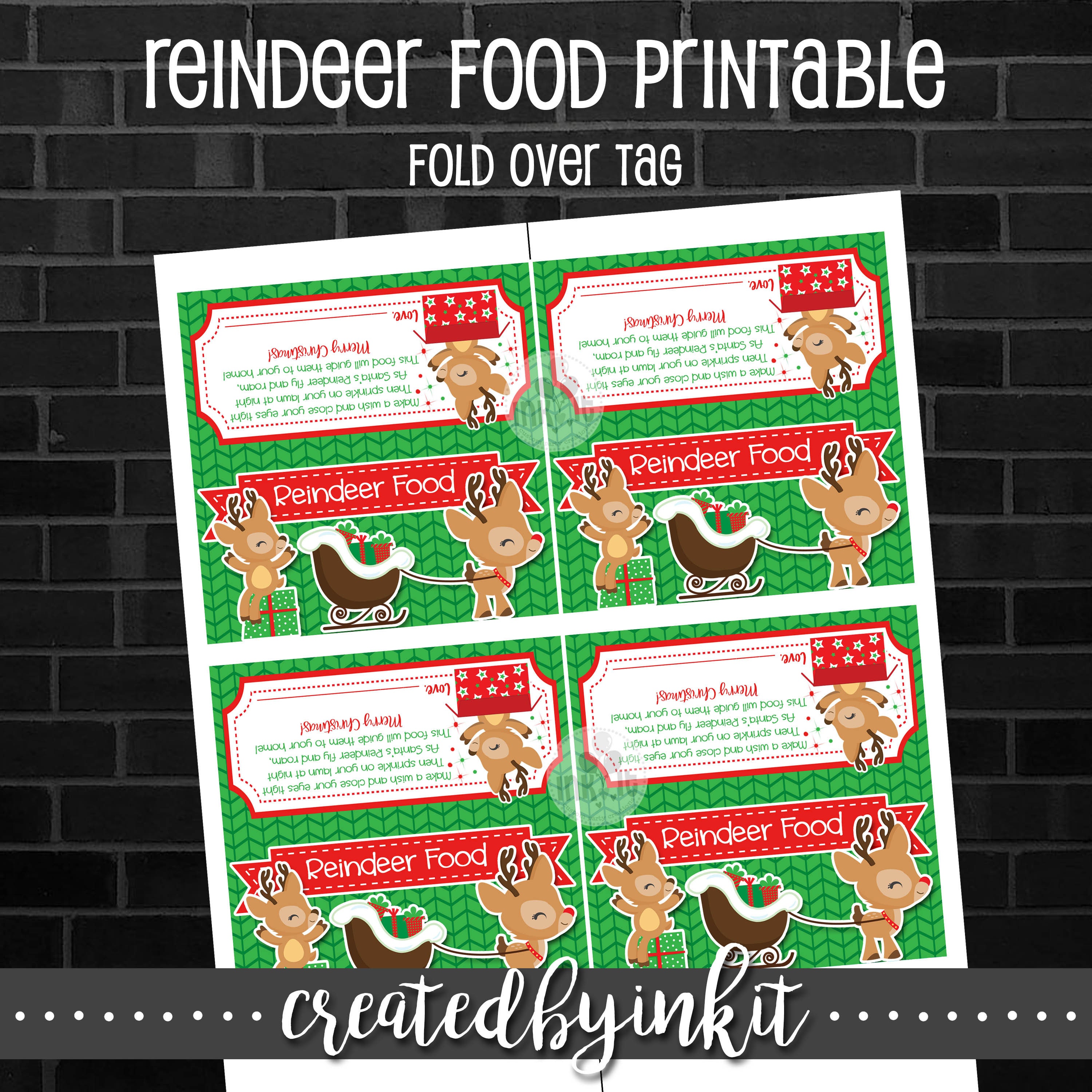 Printable Reindeer Food, Christmas Tag, Christmas Goodybag, INSTANT ...